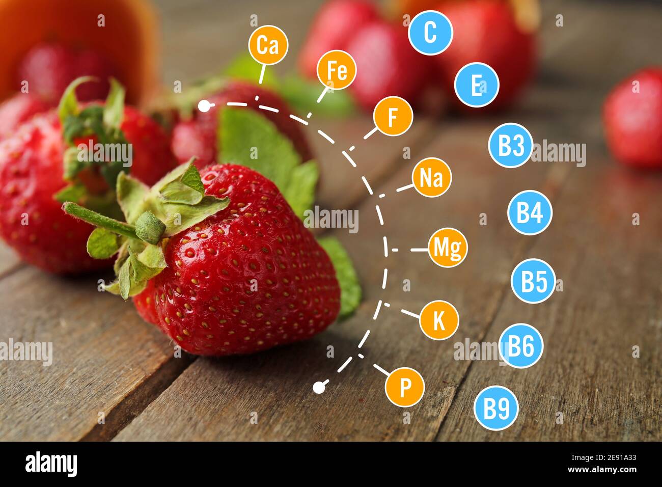 Fresh strawberry with nutrition facts on wooden background Stock Photo ...