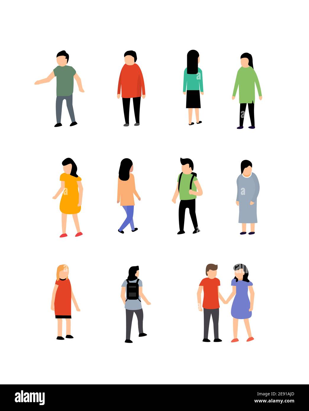 Isometric People Vector CAD, Vector Isometric Street People Student