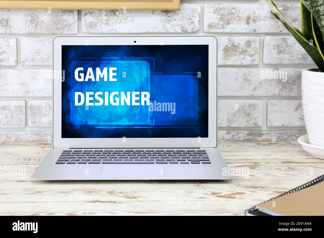 Modern workplace of video games designer with computer in studio Stock ...