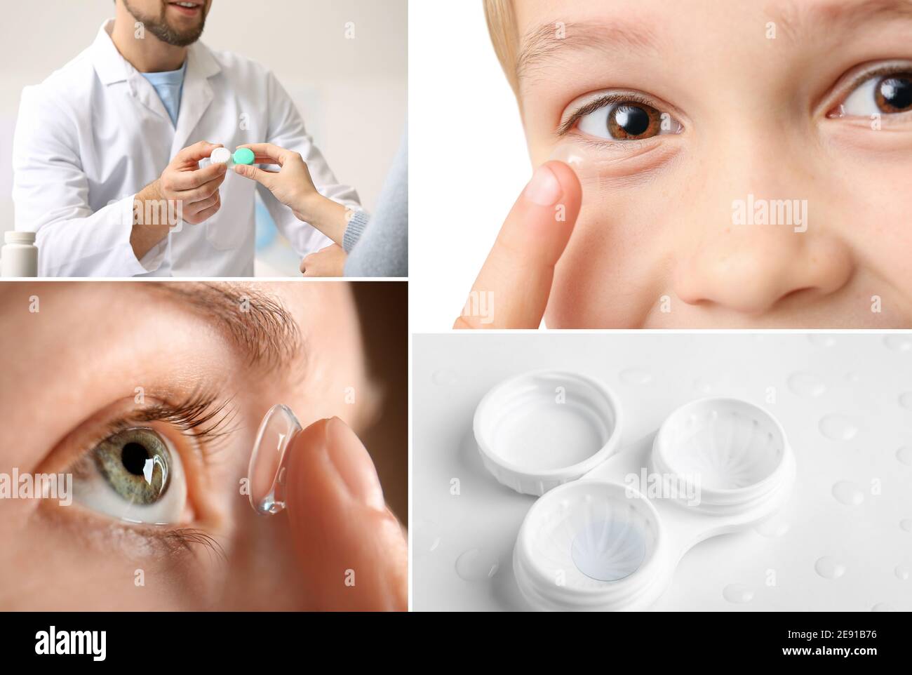 Collage of different people with contact lenses Stock Photo - Alamy