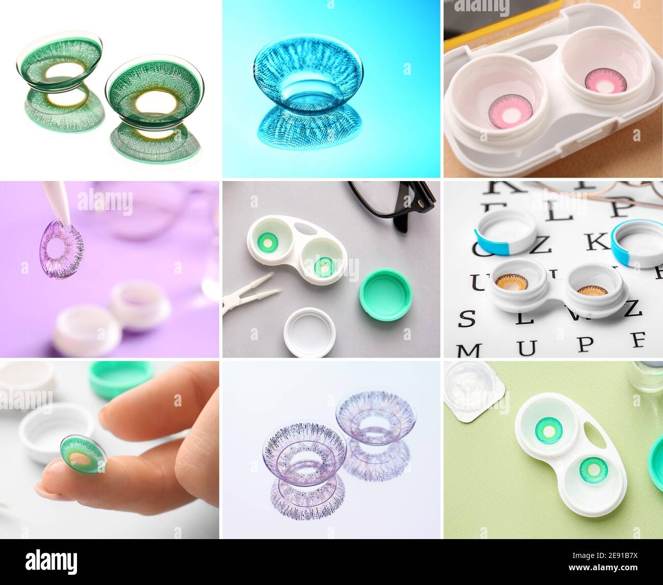 Collage of different contact lenses Stock Photo - Alamy