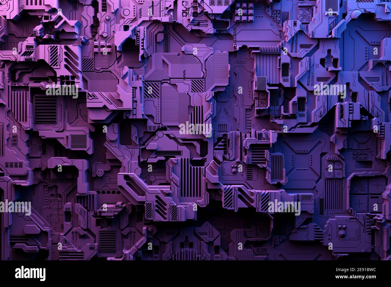 3d illustration of a pattern in the form of a metal, technological ...