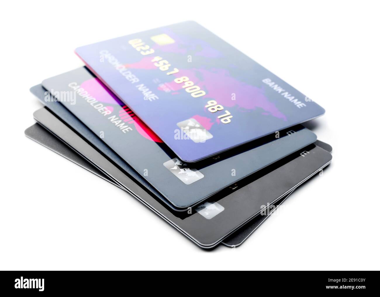 Credit cards on white background Stock Photo - Alamy
