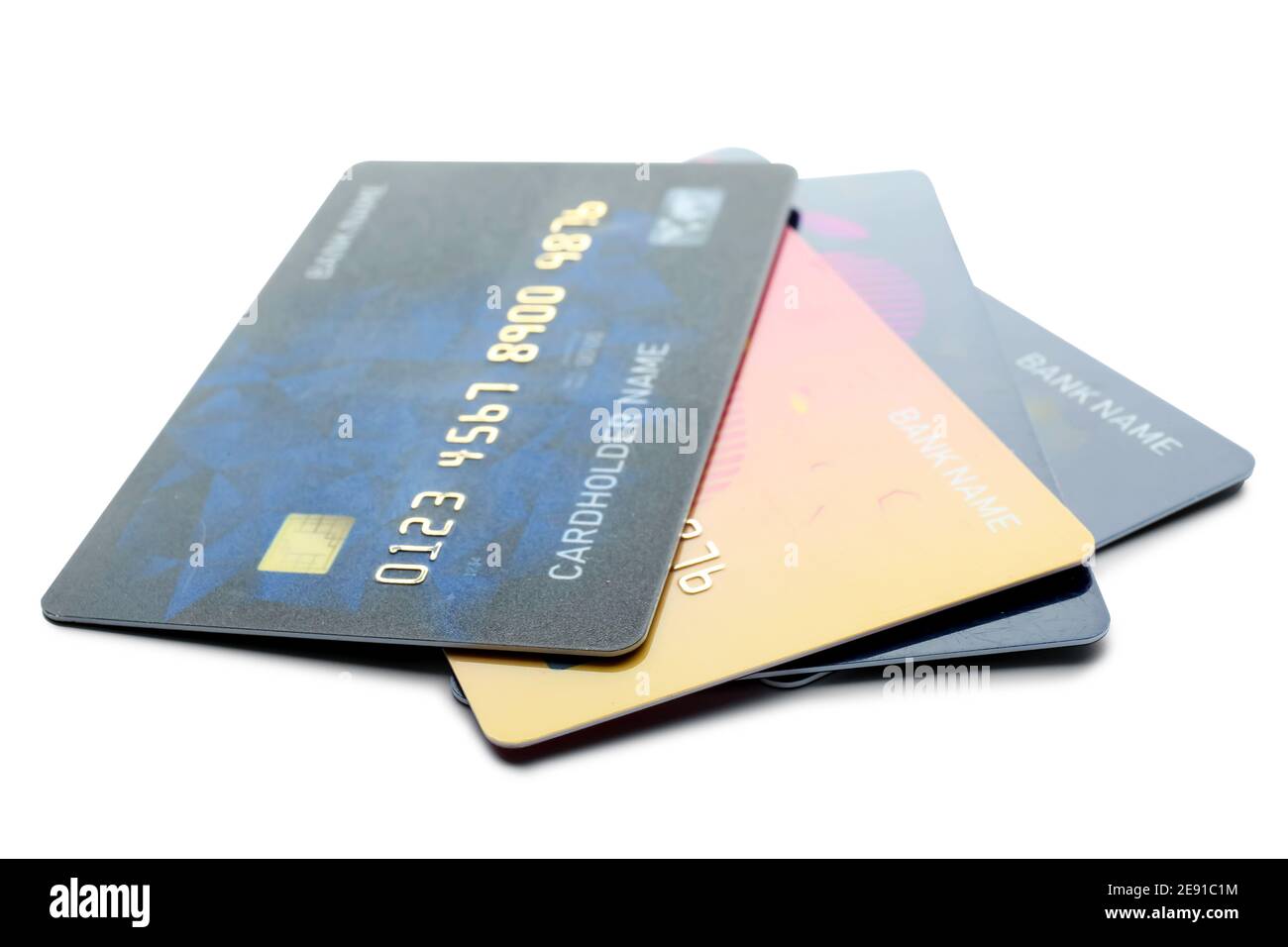 Credit cards on white background Stock Photo - Alamy