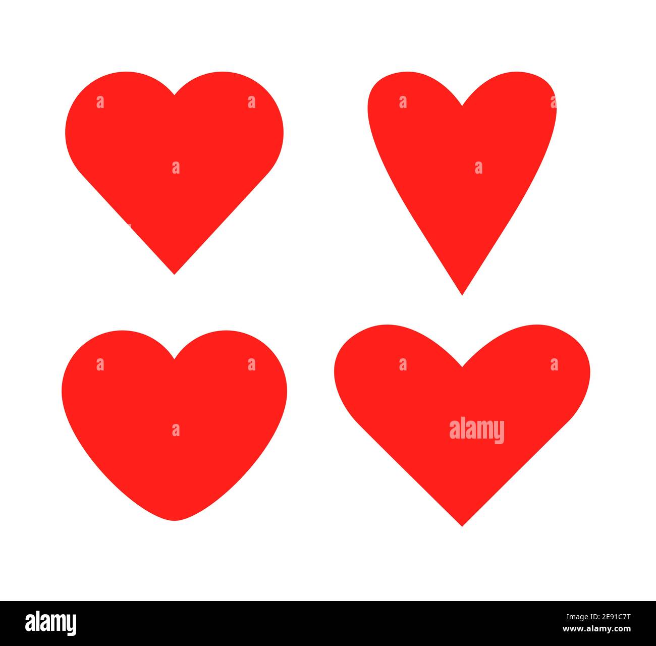 Heart vector shape love icon. Red heart set isolated abstract graphic ...