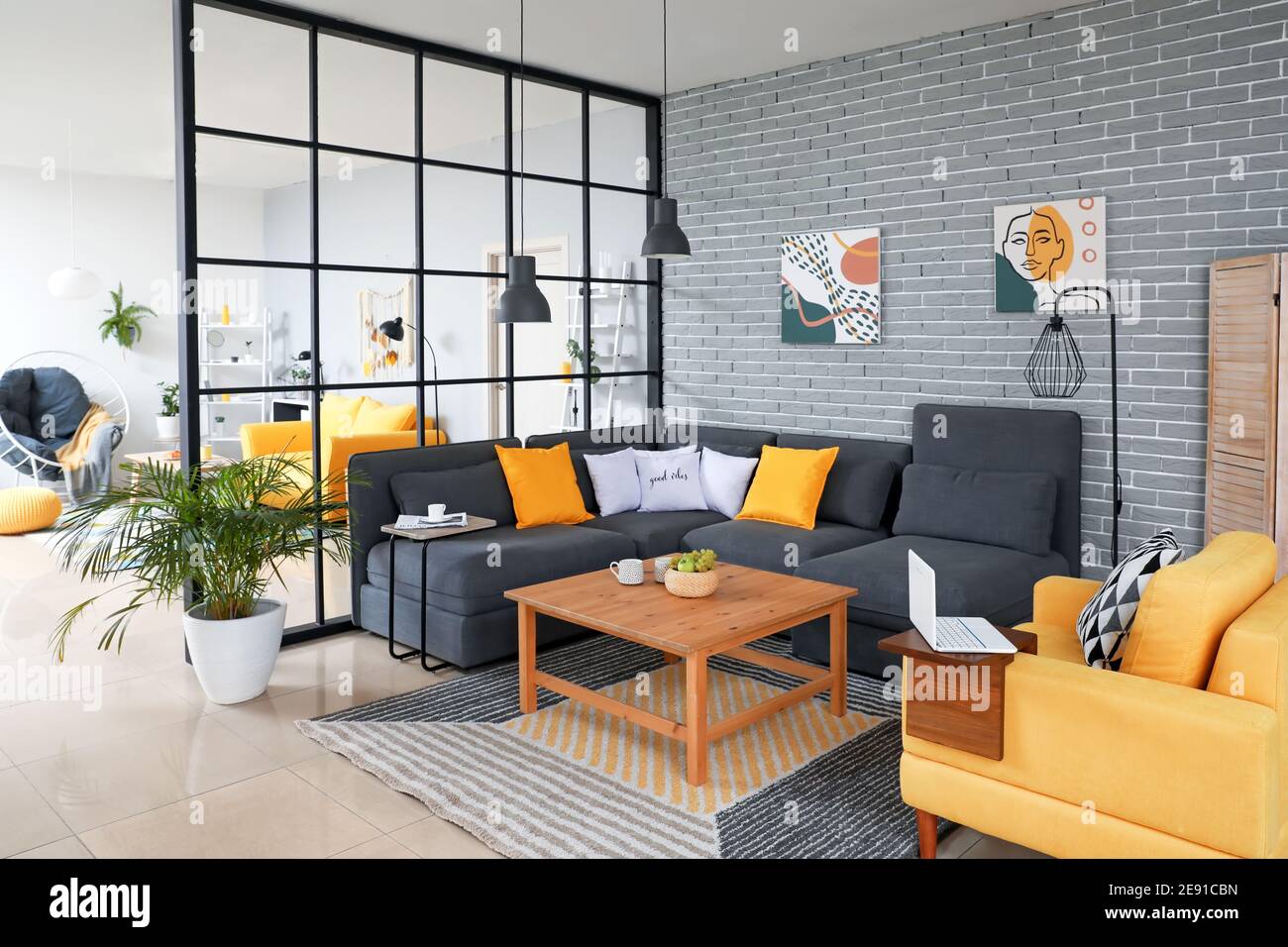 Stylish interior of living room Stock Photo - Alamy