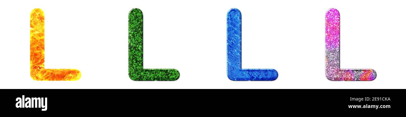 Illustration of the letter "L" with colorful textures isolated on a ...