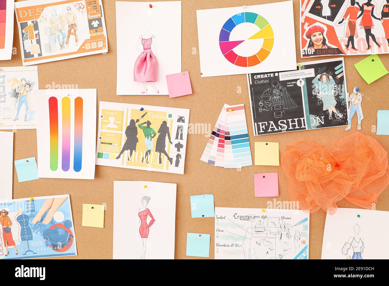 Board with pictures at fashion designer's studio Stock Photo - Alamy