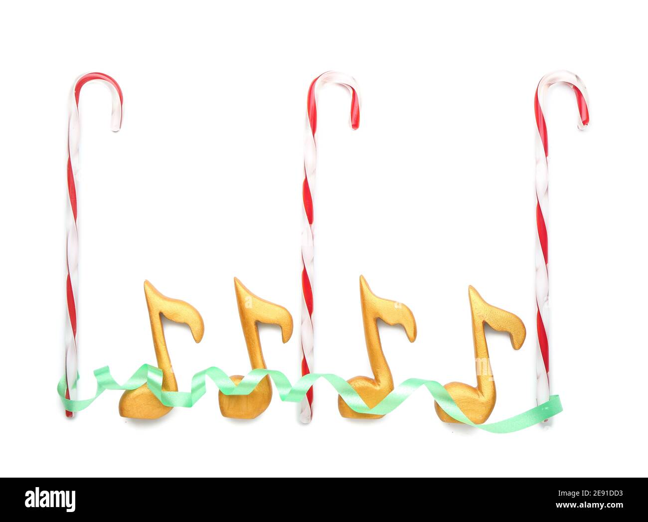 Music notes with Christmas decor isolated on white background Stock ...