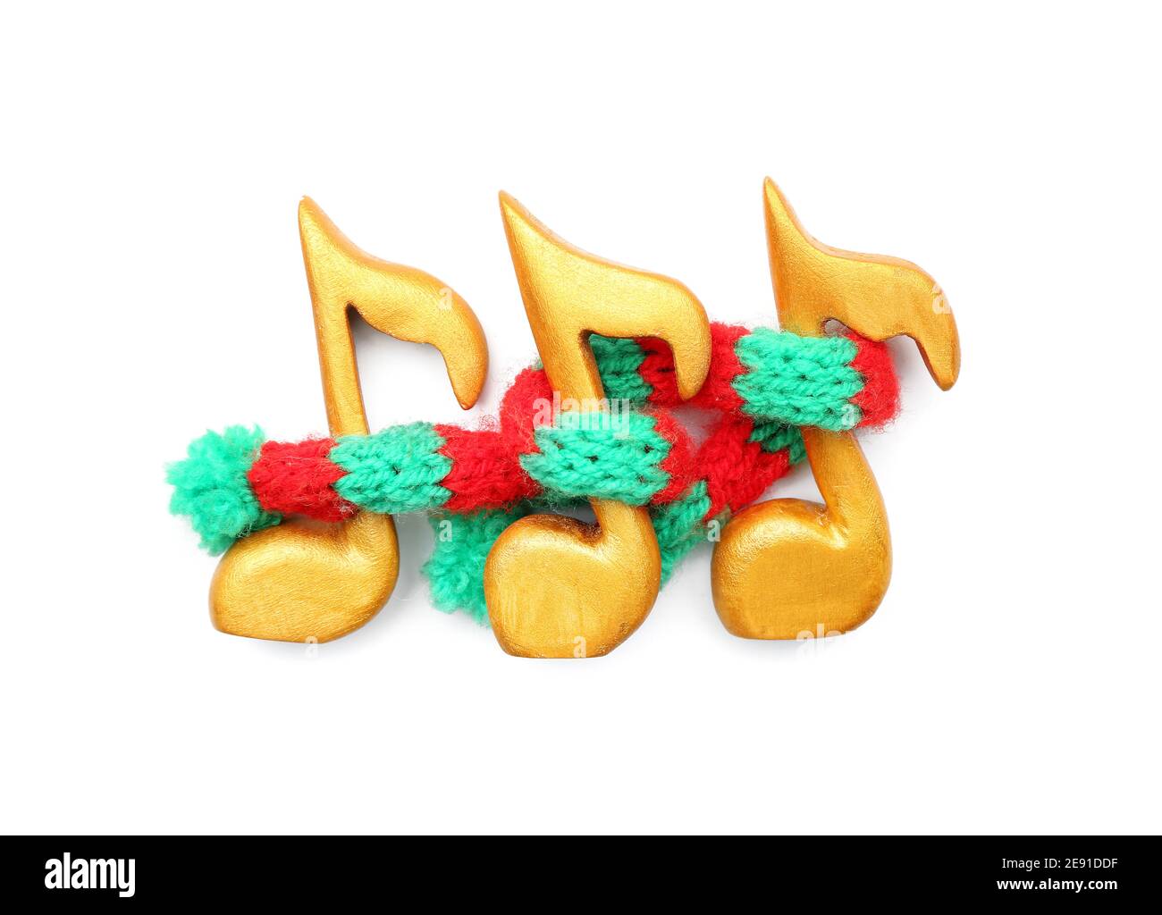 Music notes with knitted scarf isolated on white background Stock Photo ...
