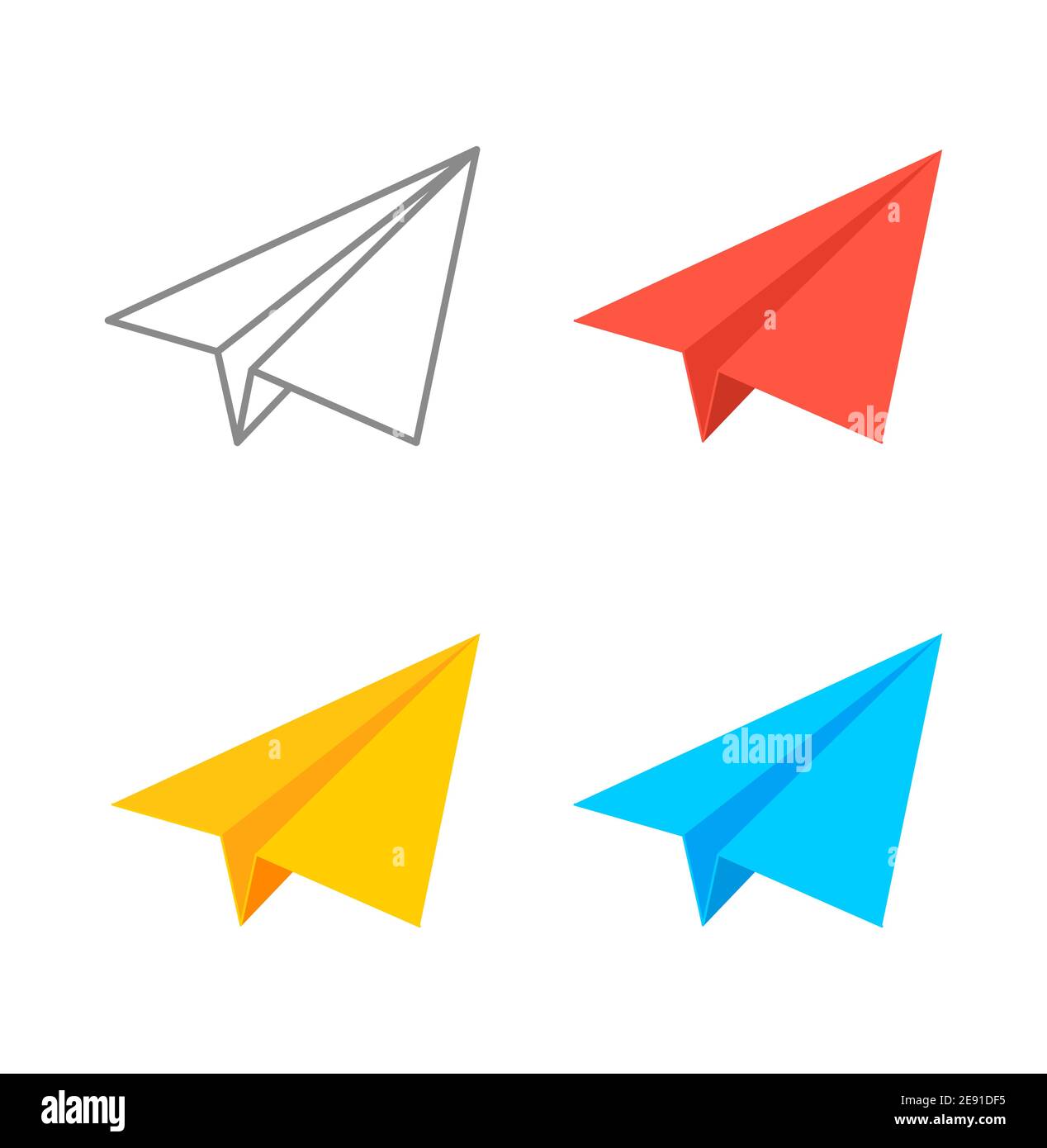 Paper plane isometric vector icon set. Origami paper airplane ...