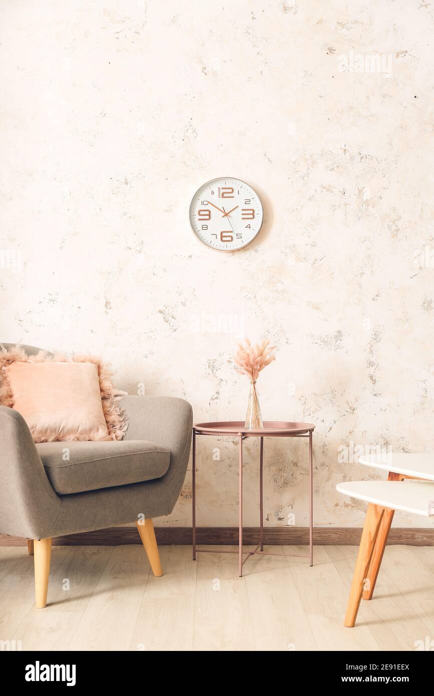 Interior of modern room with armchair Stock Photo - Alamy