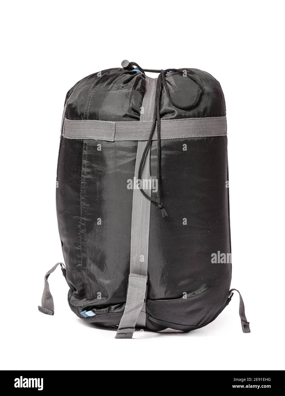 Packed sleeping bag on white background Stock Photo - Alamy