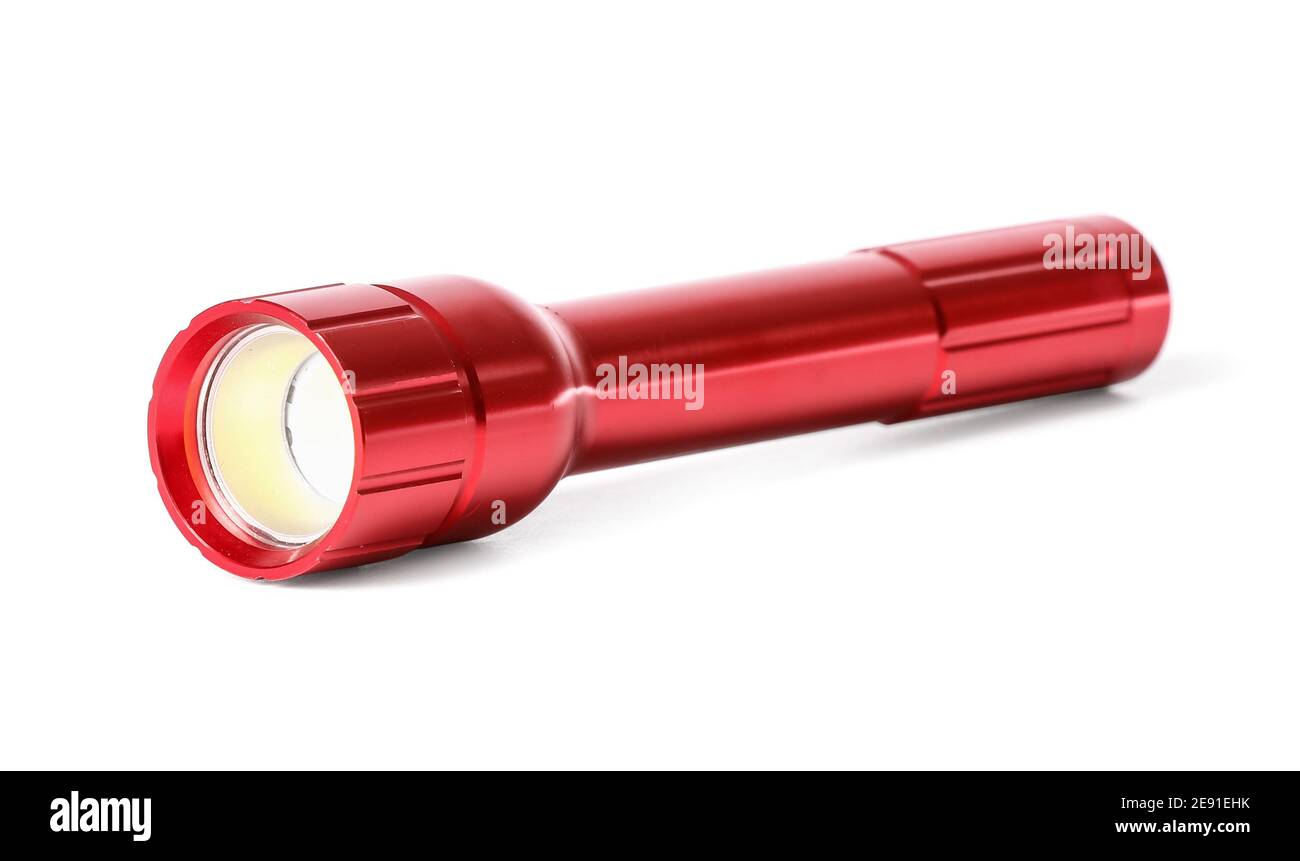Modern flashlight on white background Stock Photo - Alamy