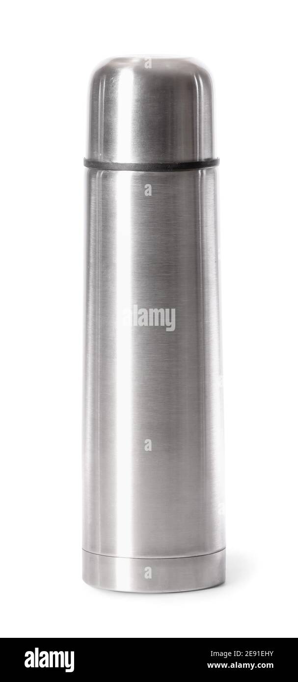 Modern thermos on white background Stock Photo - Alamy