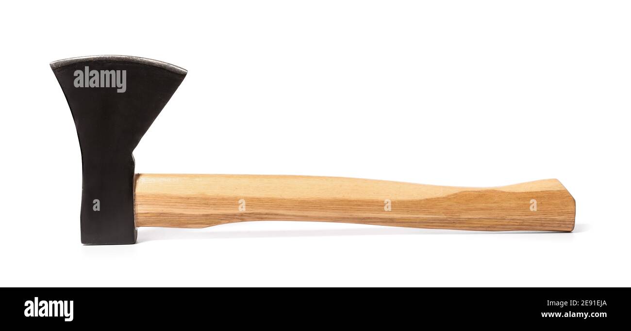 Ax with wooden handle on white background Stock Photo - Alamy
