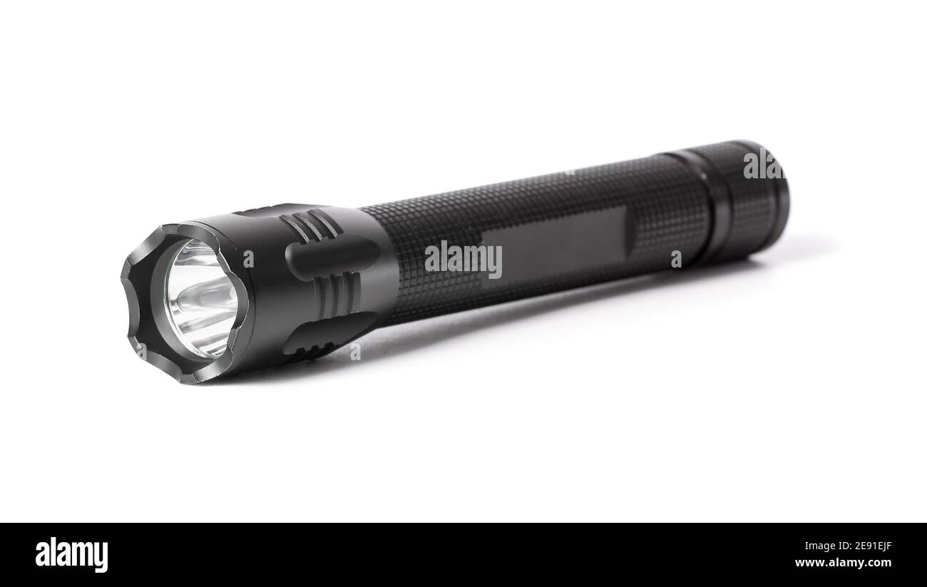 Modern flashlight on white background Stock Photo - Alamy