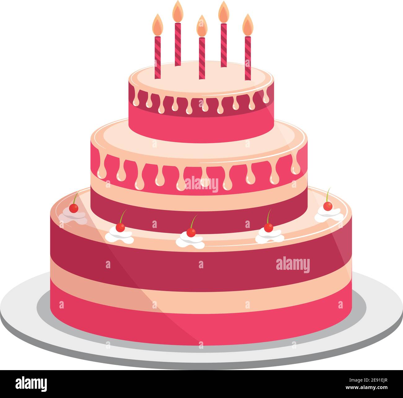 birthday cake festive candles celebration vector illustration Stock ...