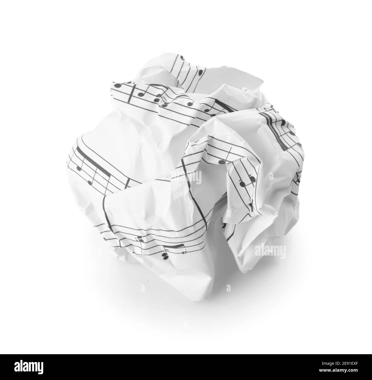 Crumpled music sheet on white background Stock Photo - Alamy