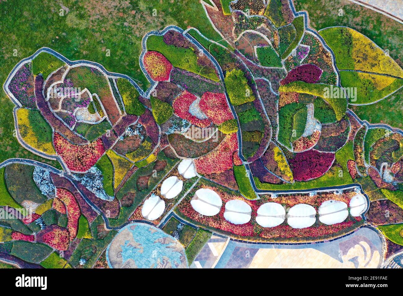 Mile City, China. 1st Feb, 2021. A splendid earthwork which covers 34000 square meters is seen ...