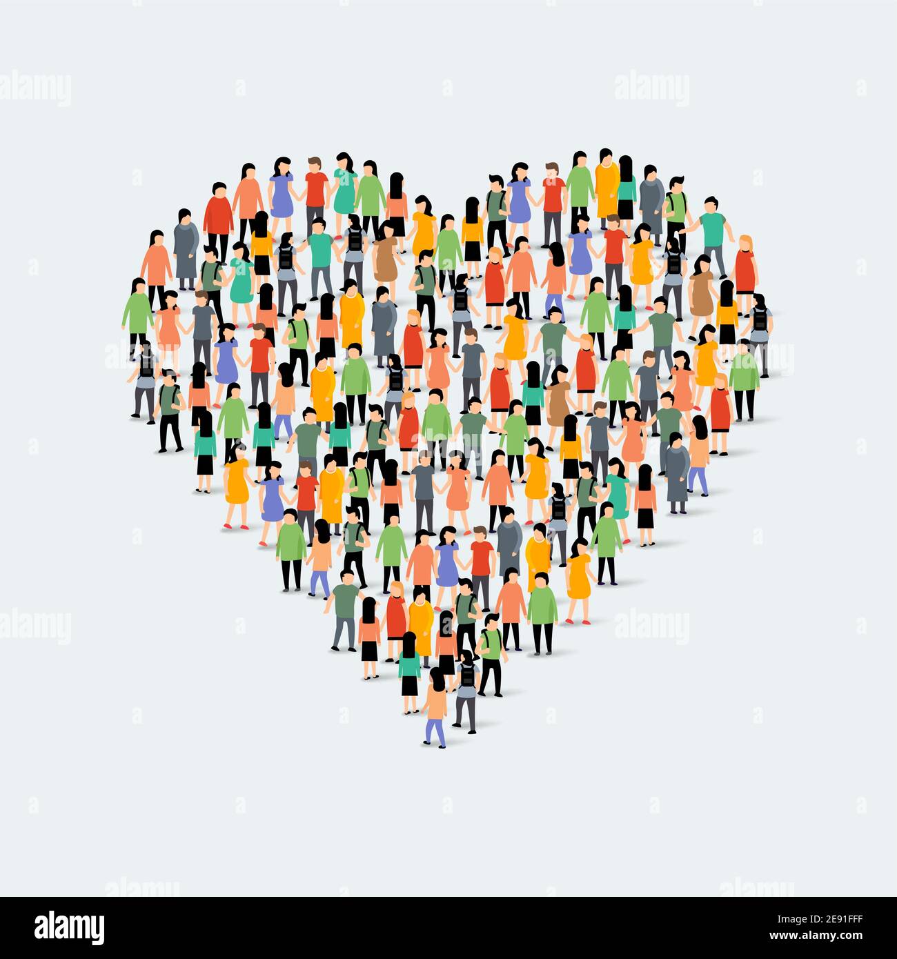 People community heart shape. Group love crowd people Stock Vector ...