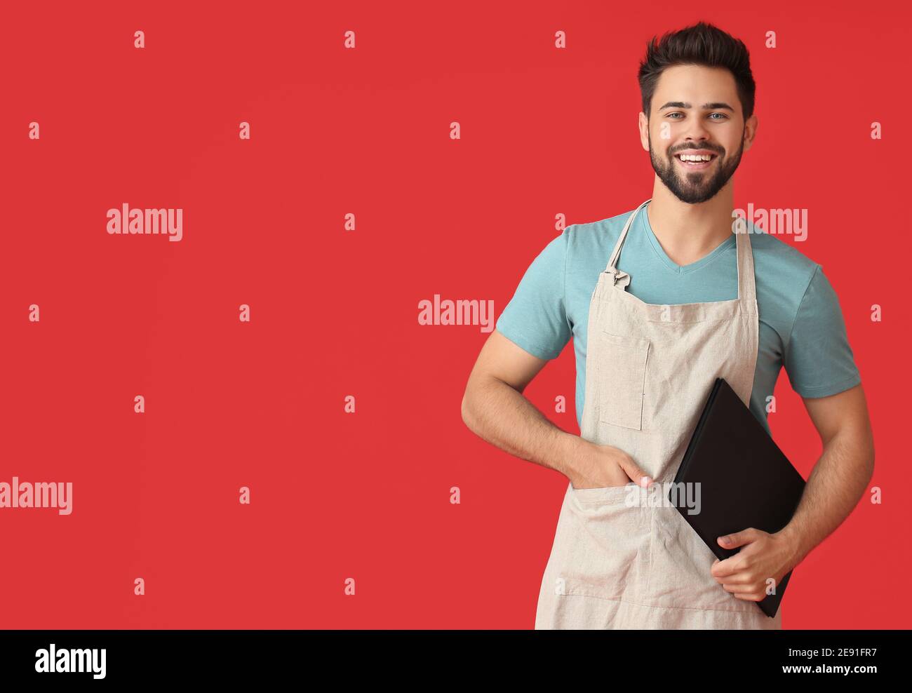 Man holding menu hi-res stock photography and images - Alamy