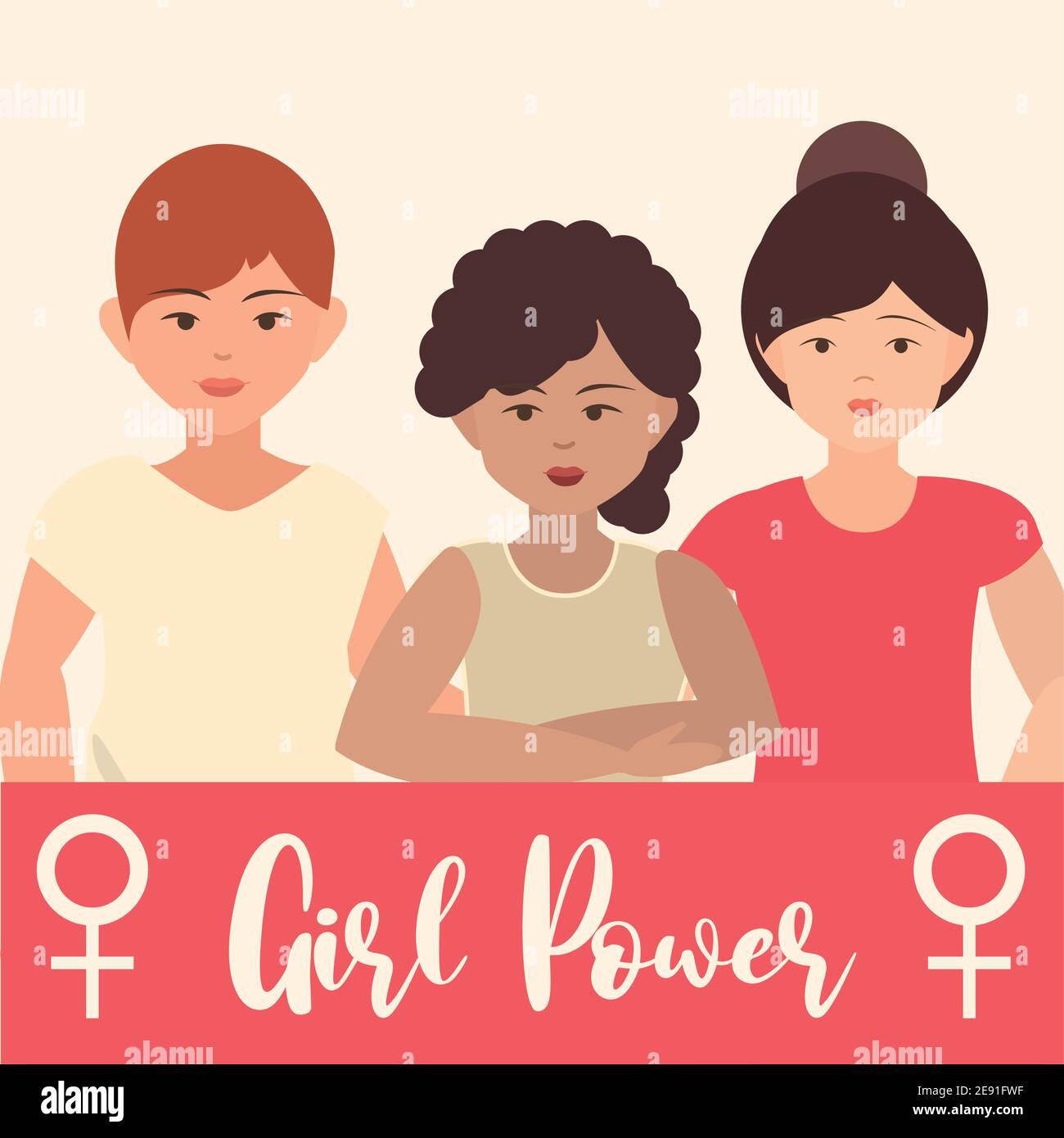 womens day, beauty group female character, girl power vector ...
