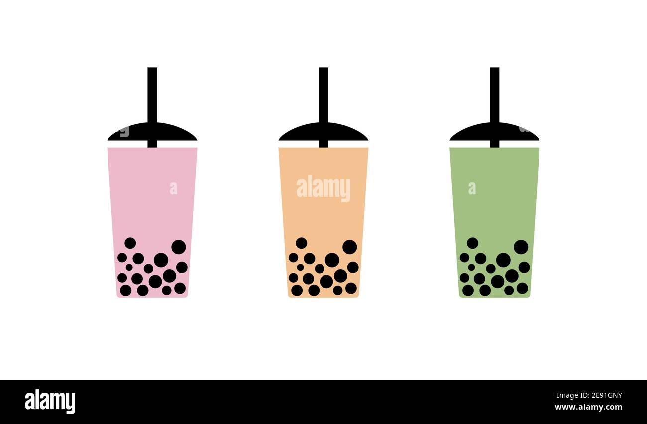 Milk bubble tea vector drink tapioca cup. Boba bubble tea pearl taiwan ...