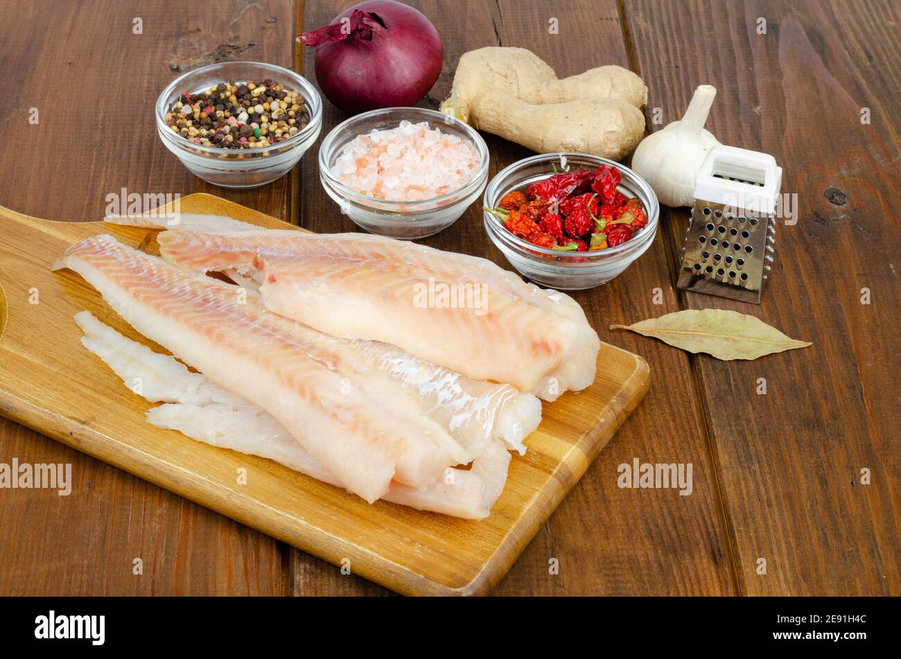Frozen pollock fillet. Cooking fish dishes. Photo Stock Photo - Alamy