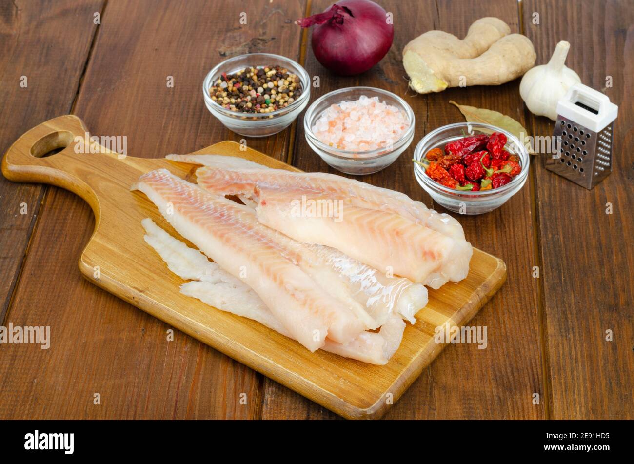 Frozen pollock fillet. Cooking fish dishes. Photo Stock Photo - Alamy