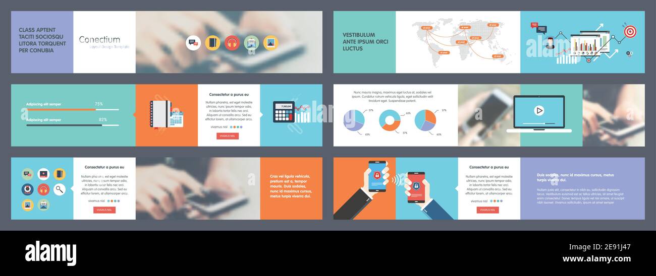 Collection internet web banner template for business communication ...