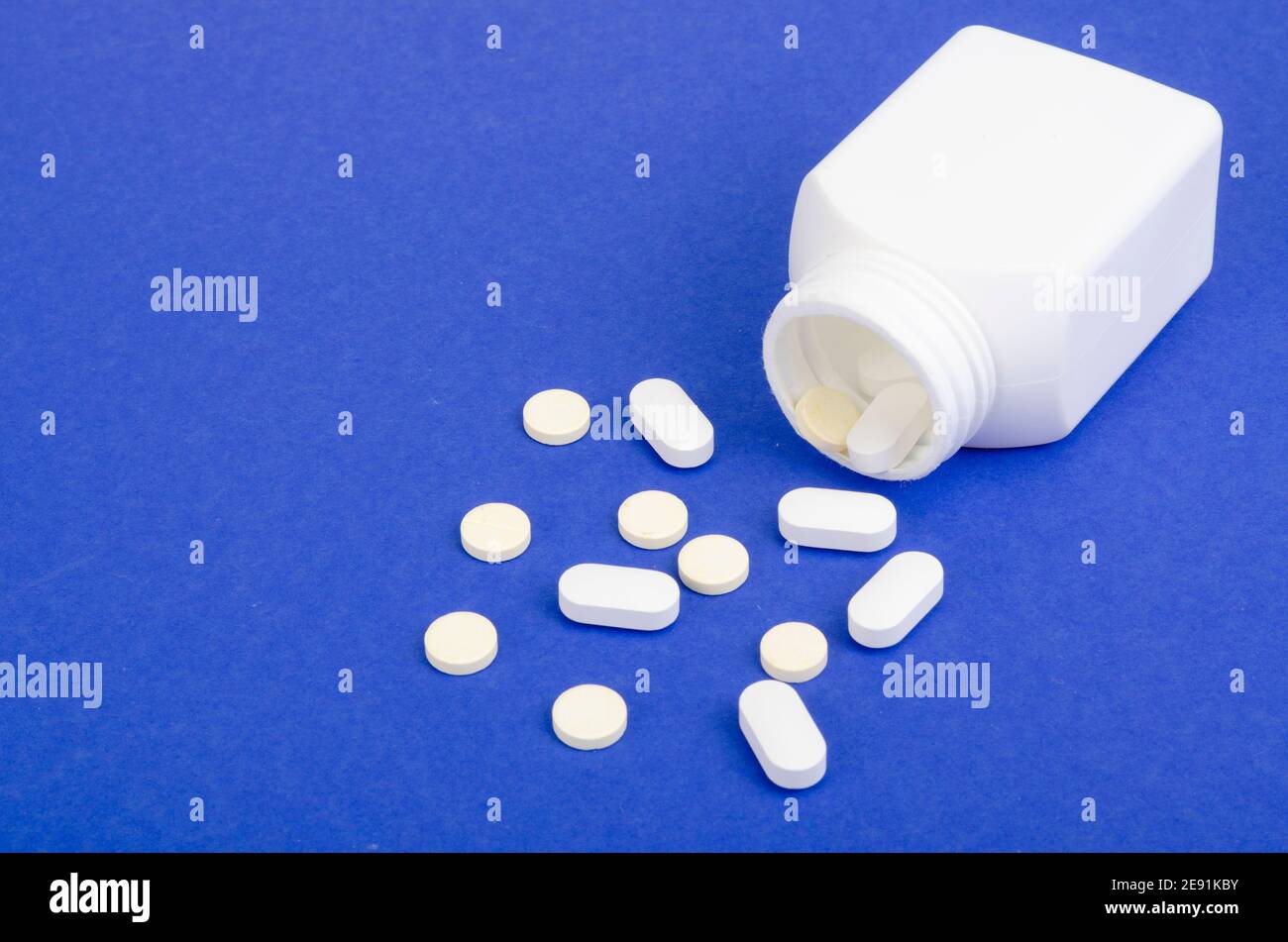 Disease and treatment. Medicine concept. Medication and packaging on ...