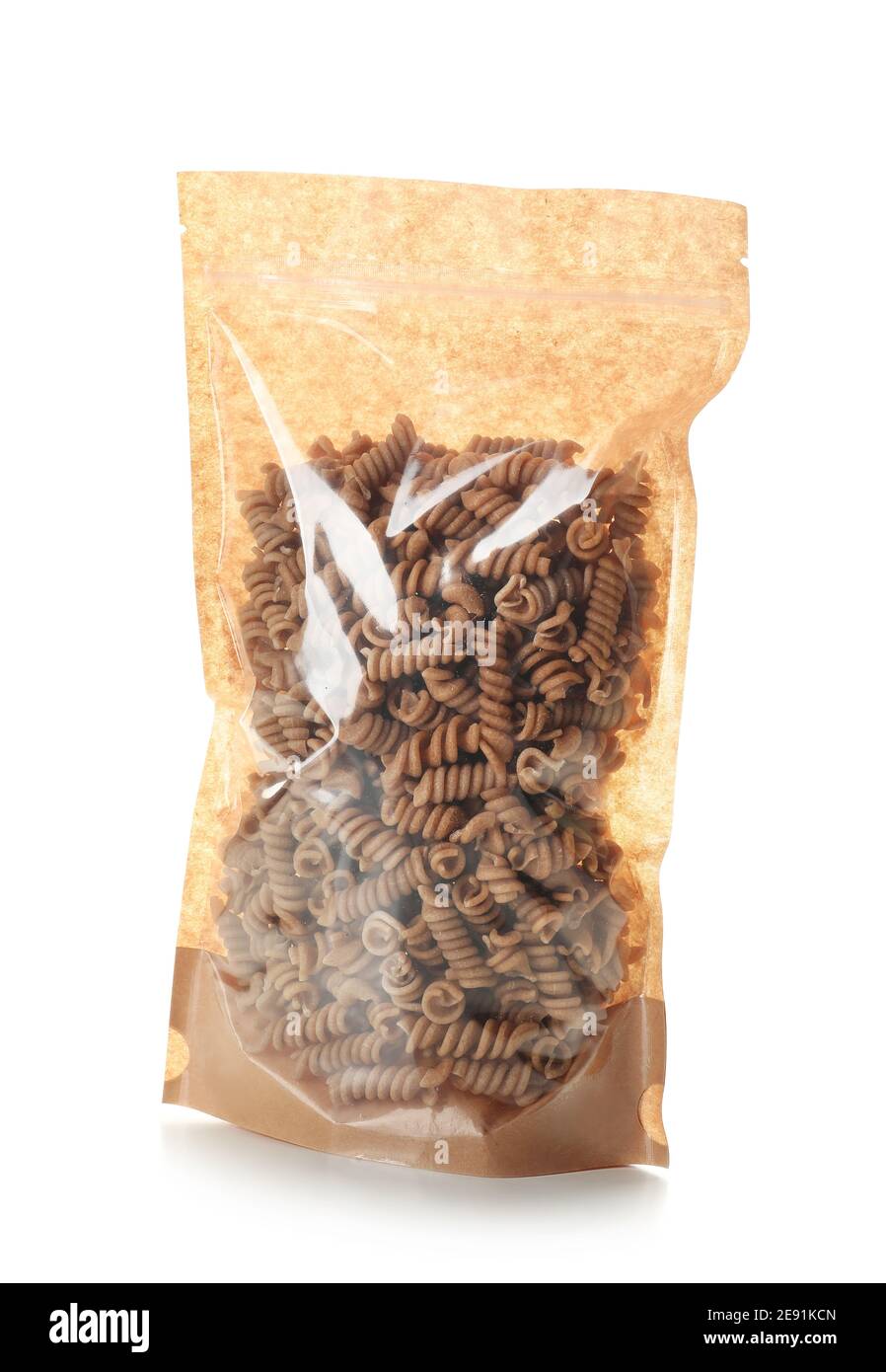 Paper bag with pasta on white background Stock Photo - Alamy