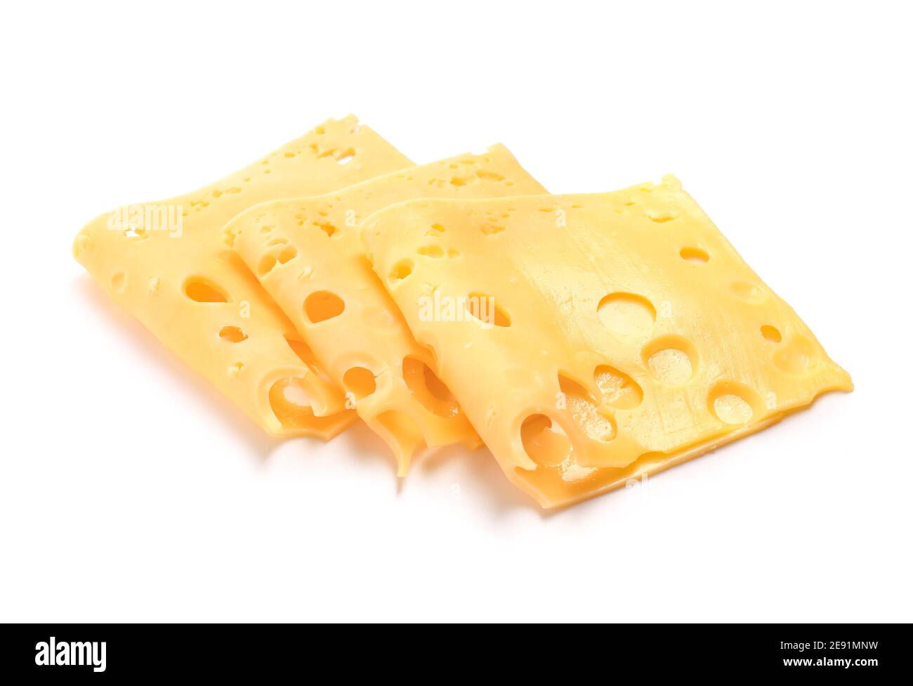 Slices of tasty cheese on white background Stock Photo - Alamy