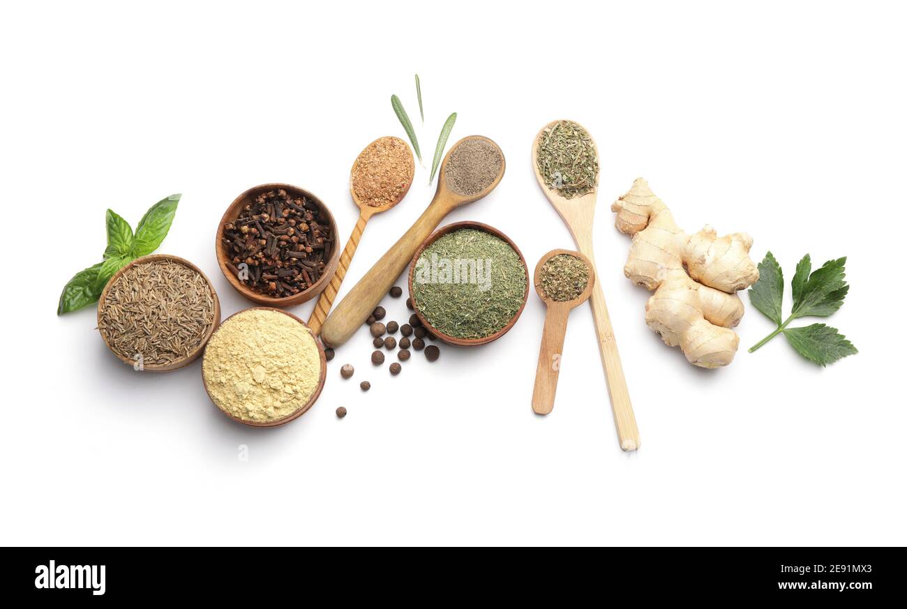 Powdered herbs and spices Cut Out Stock Images & Pictures - Alamy