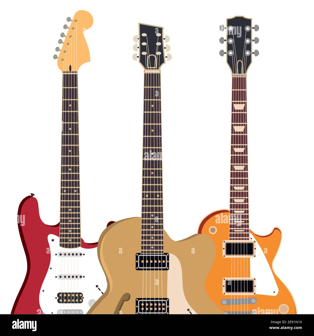electric rock guitar and metal strings music instrument vector ...