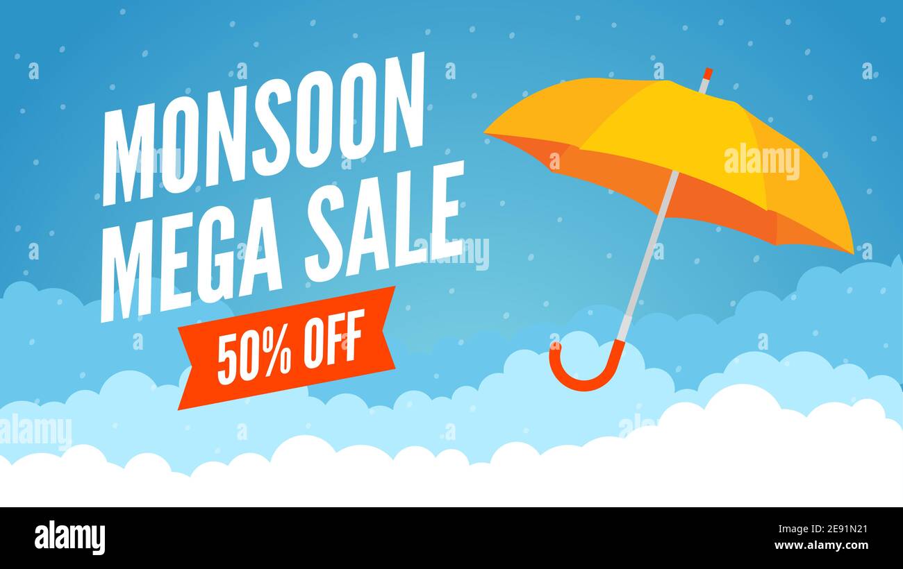 Monsoon sale offer rain season background. Rainy monsoon promotion ...