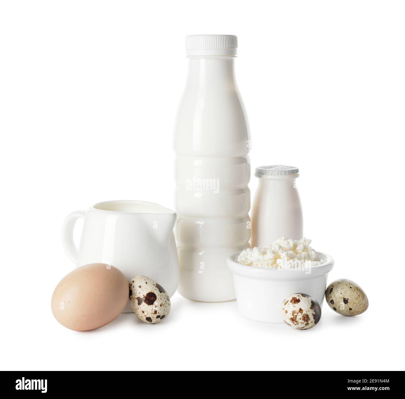 Different dairy products without lactose on white background Stock ...