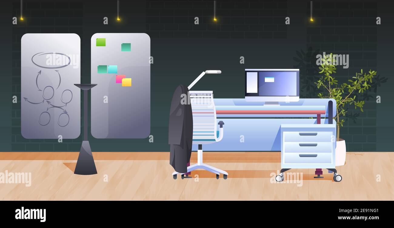 modern cabinet interior office room with furniture horizontal vector ...