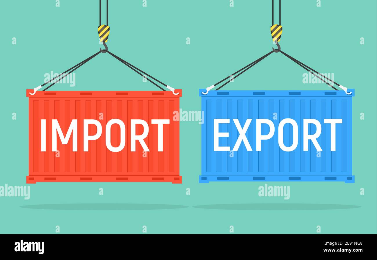 Vector container cargo port export import shipping isolated background ...