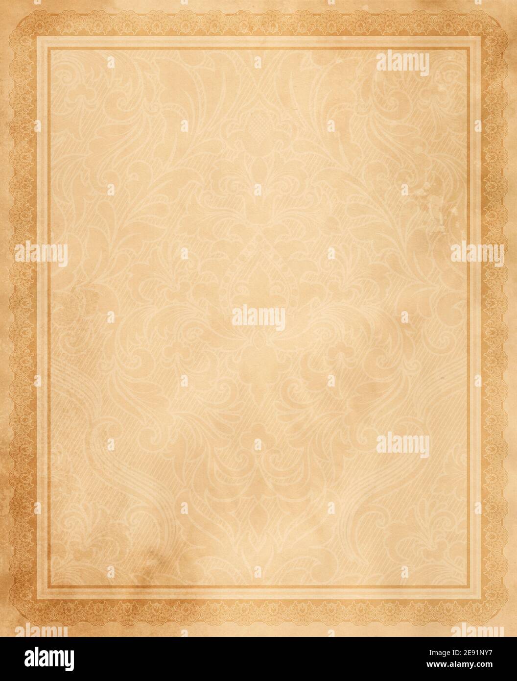 Vintage paper with decorative ornamental border and copy space for text ...