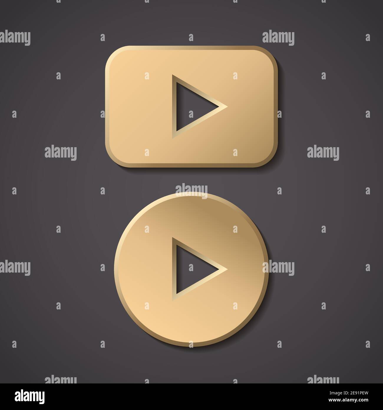 Play gold button vector icon. Round arrow gold play button Stock Vector ...
