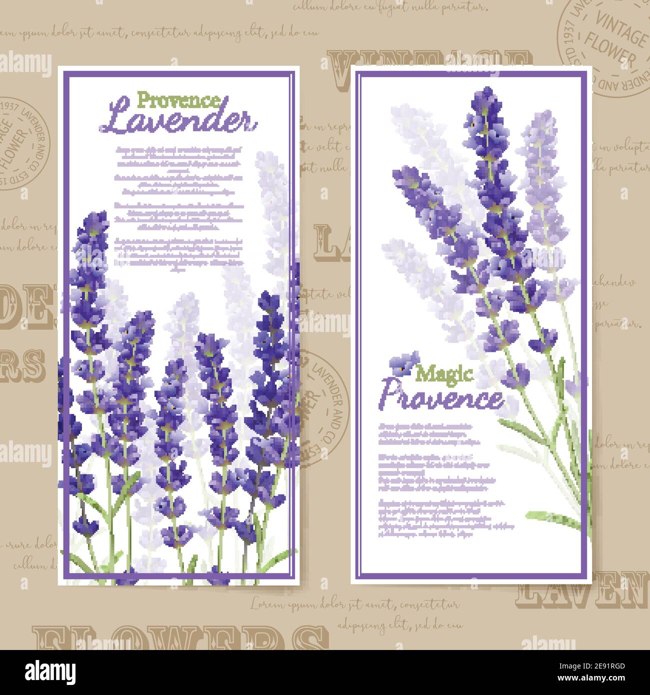 Vertical banners look like bookmarks or postcards with lavender flowers ...
