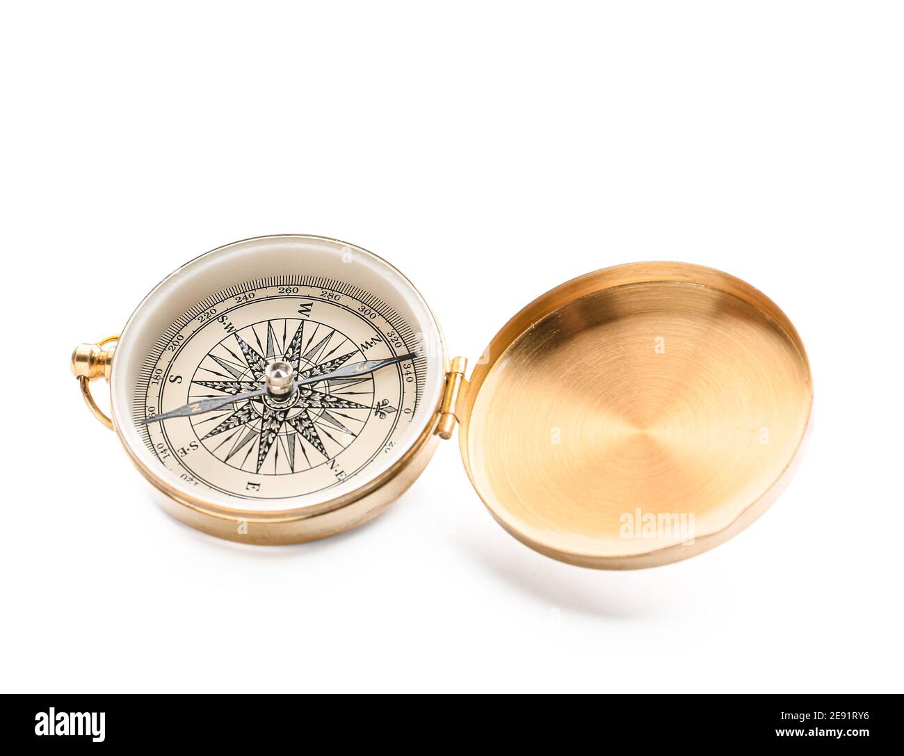 Old compass on white background Stock Photo - Alamy