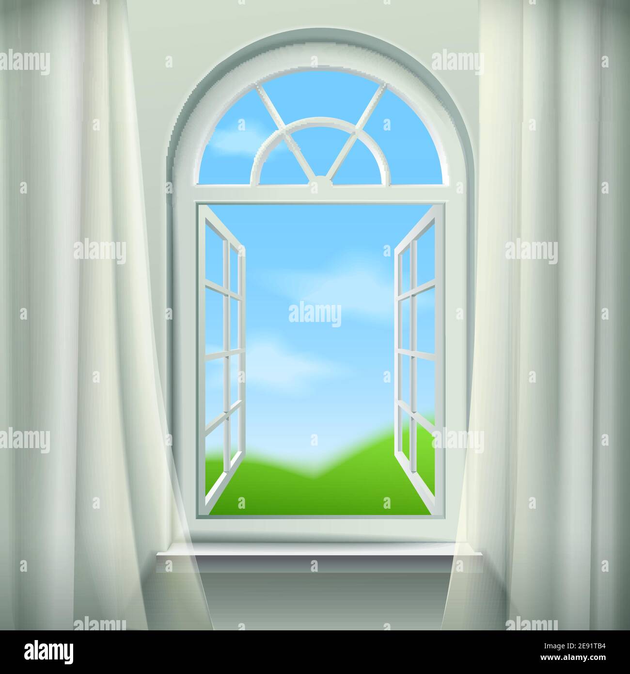 Open Arched Window Background. Open Arched Window Vector Illustration ...