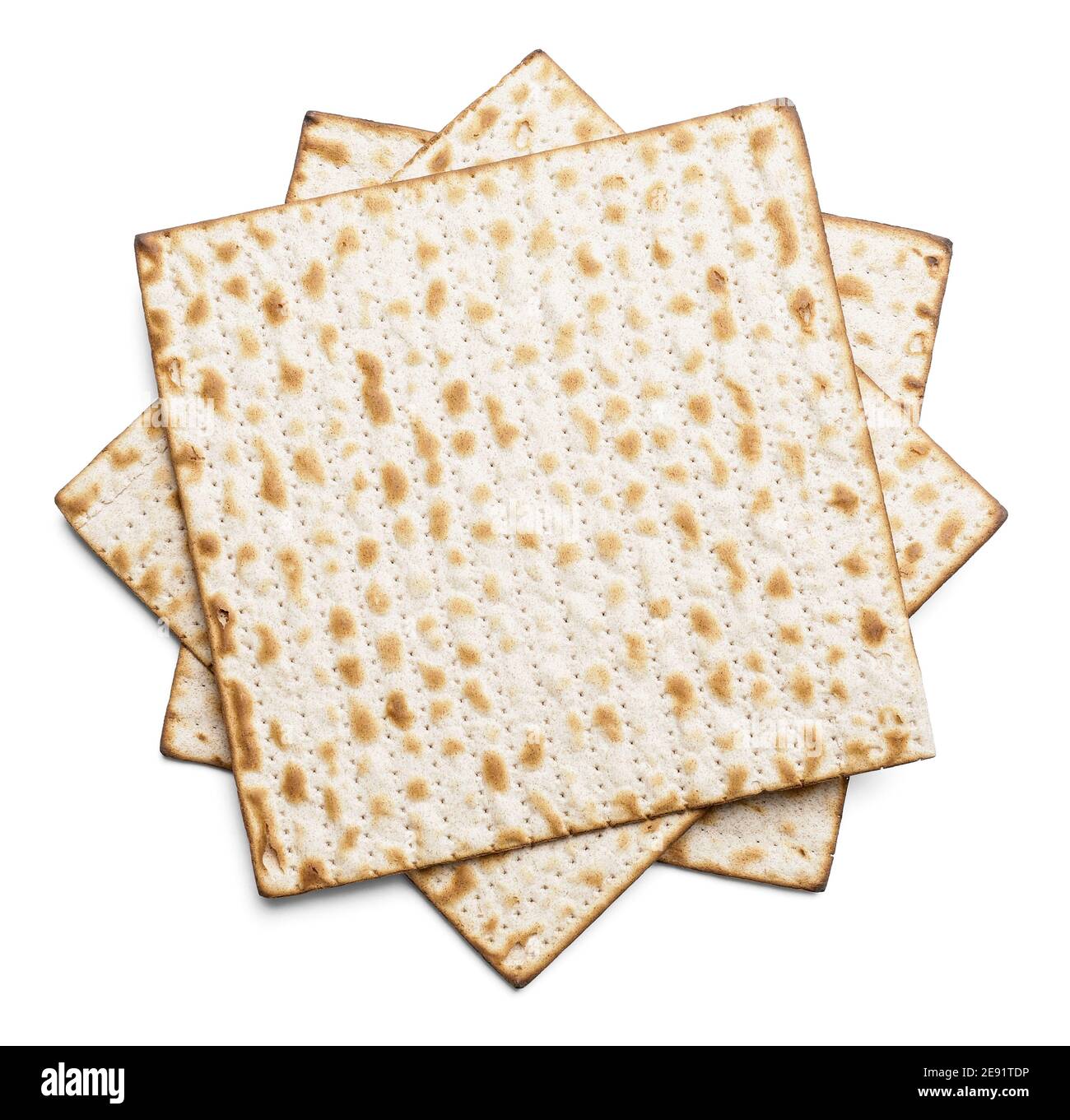 Jewish flatbread matza for Passover on white background Stock Photo - Alamy