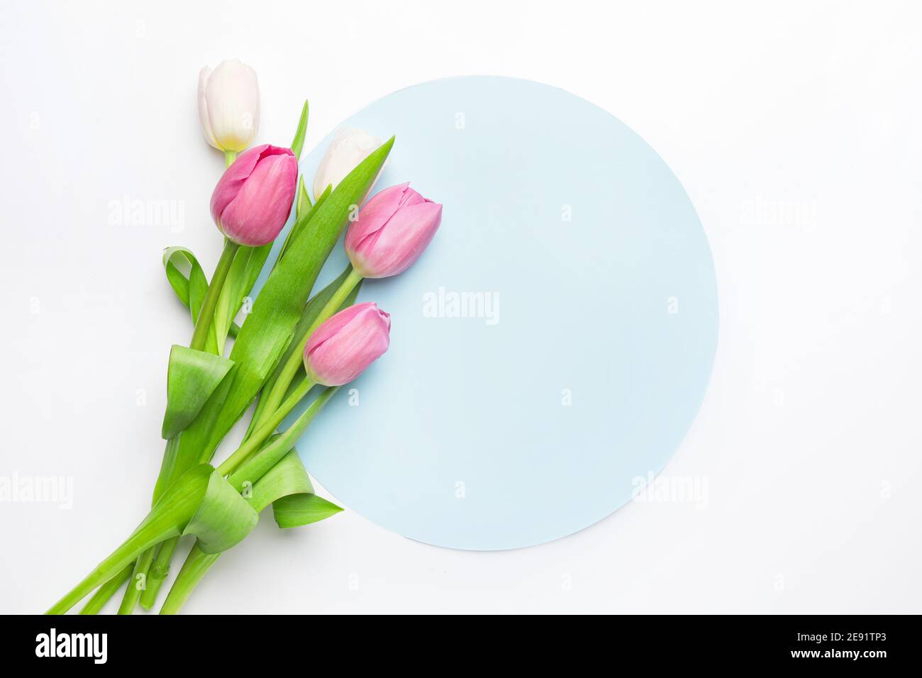 Empty card with beautiful flowers on white background Stock Photo - Alamy