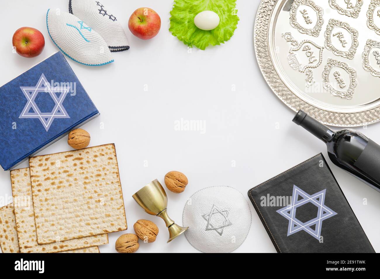Festive composition for Passover celebration on white background Stock ...