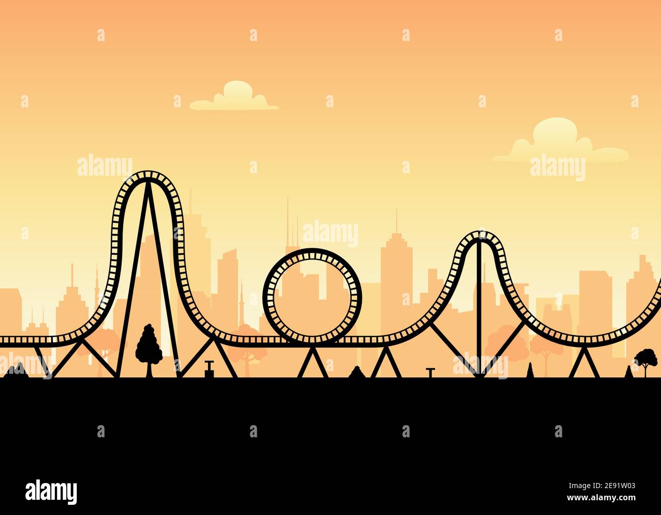 Vector roller coaster ride silhouette park. Rollercoaster icon ...