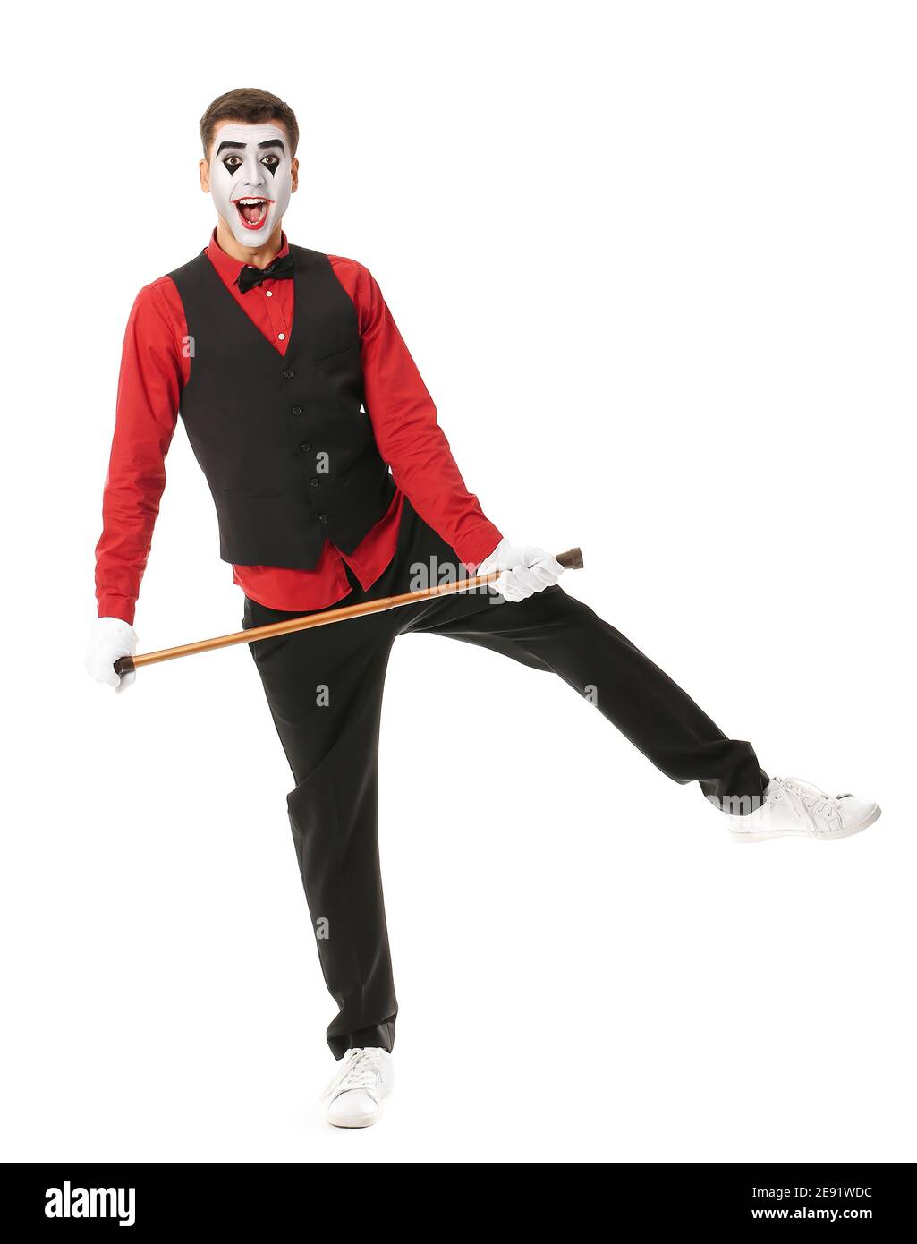 Male pantomimist on white background Stock Photo - Alamy
